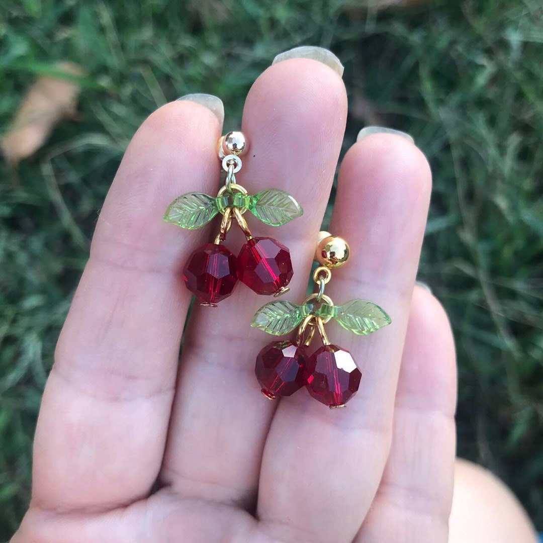Swarovski Crystal Cherry Earrings: Red Summer Jewelry - Etsy