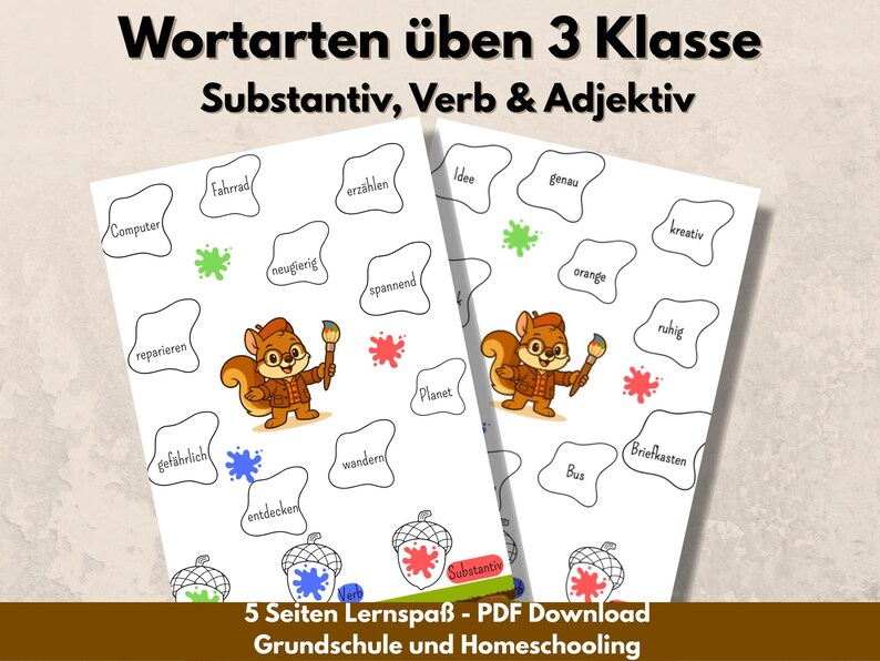 Grade 3 Nala's Word Types Blots: Learning Word Types - Nouns, Verbs ...