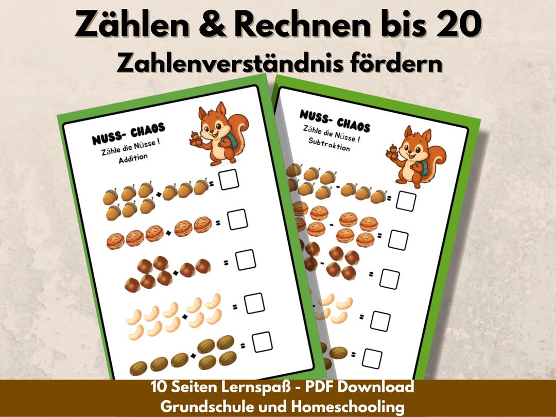 Nala's Nut Chaos: Counting, Addition & Subtraction Math Worksheet ...
