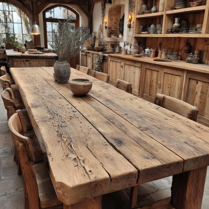 Solid Wooden Table – Handmade Live Edge Walnut Dining Table – Rustic ...
