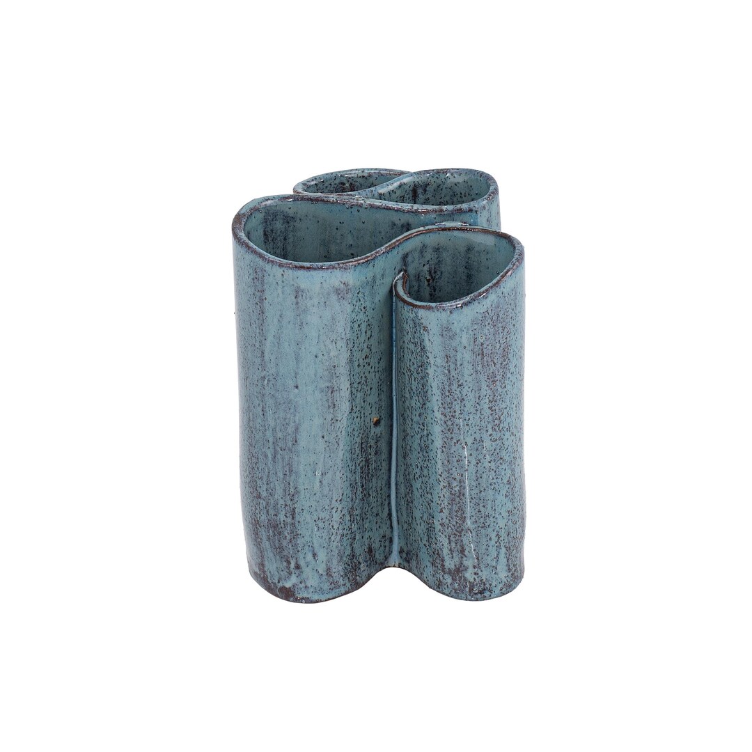 Handmade Ribbon Vase | Floating Blue Denim Glaze | Ceramic Stoneware ...