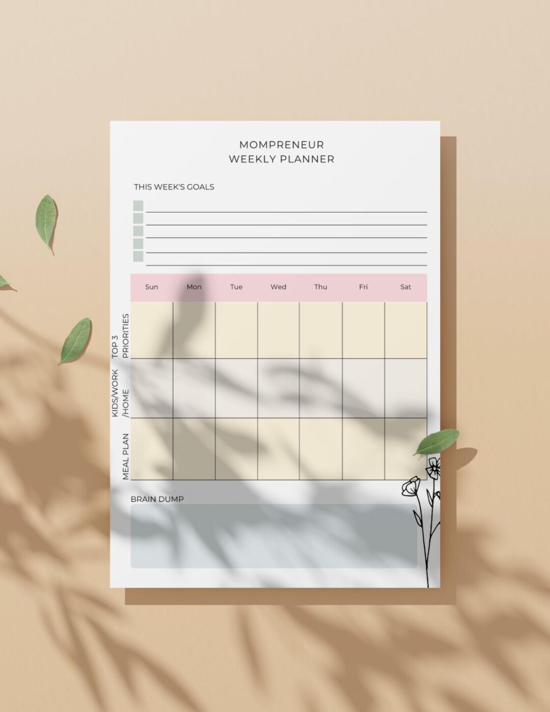 Busy Mom Weekly Planner Printable: Work From Home Organizer (PDF ...