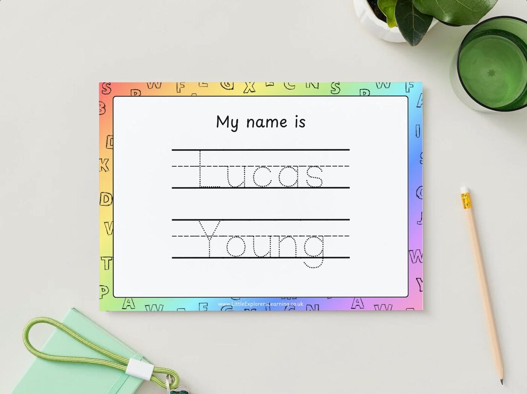 Personalised Full Name Tracing Wipe Clean Mat - Rainbow - Etsy