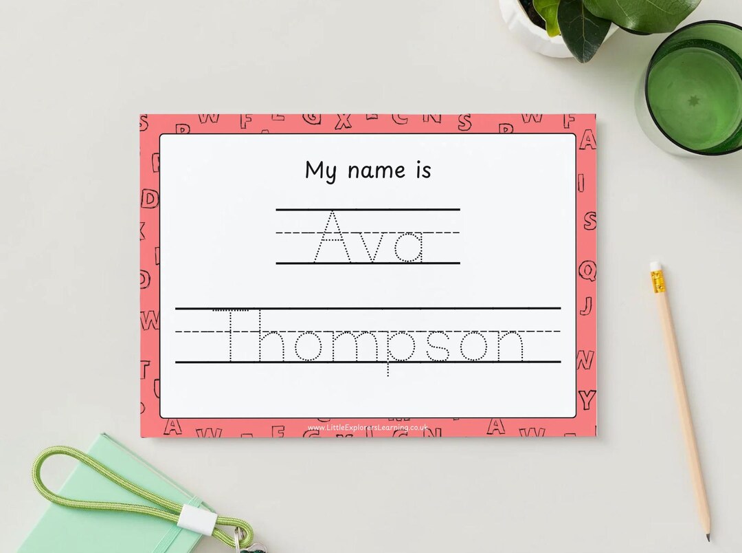 Personalised Full Name Tracing Wipe Clean Mat - Pink - Etsy