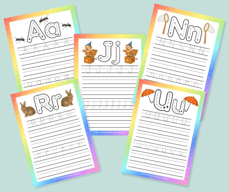 Rainbow Alphabet Tracing Worksheets (A-Z Upper & Lower Case Printable ...