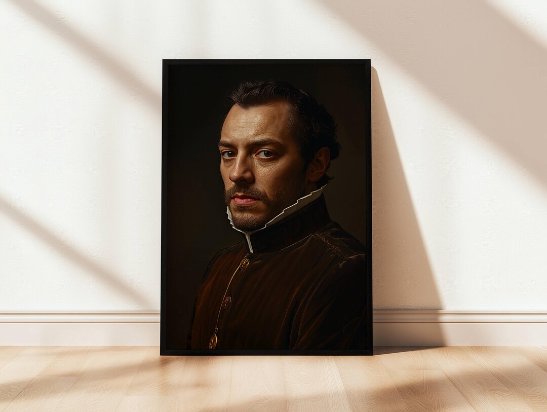 Renaissance Gentleman Portrait Wall Art, Dark Academia Nobleman Oil ...