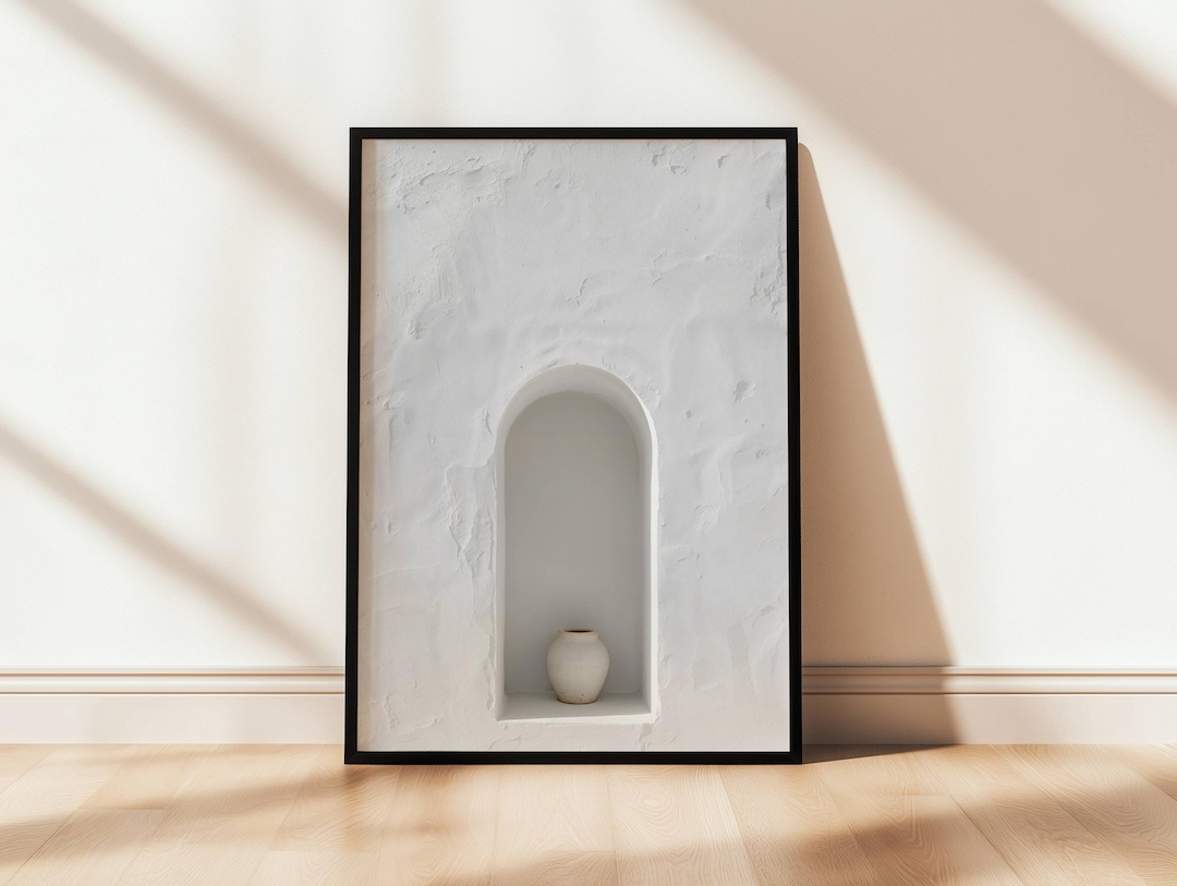 Minimalist Niche Wall Art, White Arch Interior Print, Wabi Sabi Ceramic ...