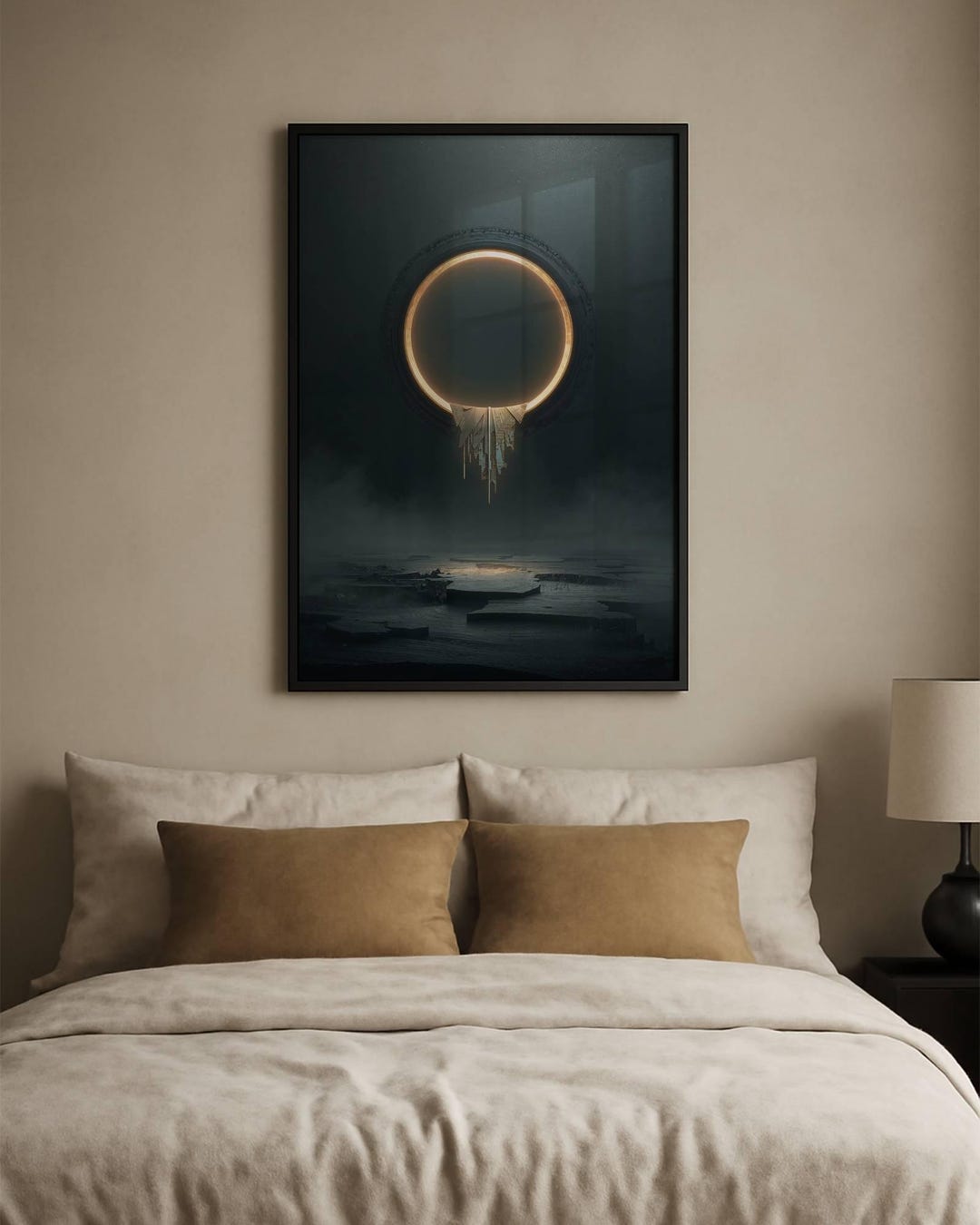 Sci Fi Portal Wall Art, Futuristic Ring Light Poster, Dark Space ...