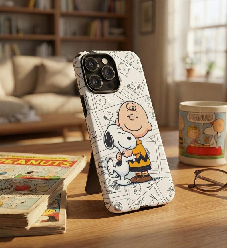 Charlie Brown and Snoopy Hug Phone Case, Peanuts Comic Cover - Etsy