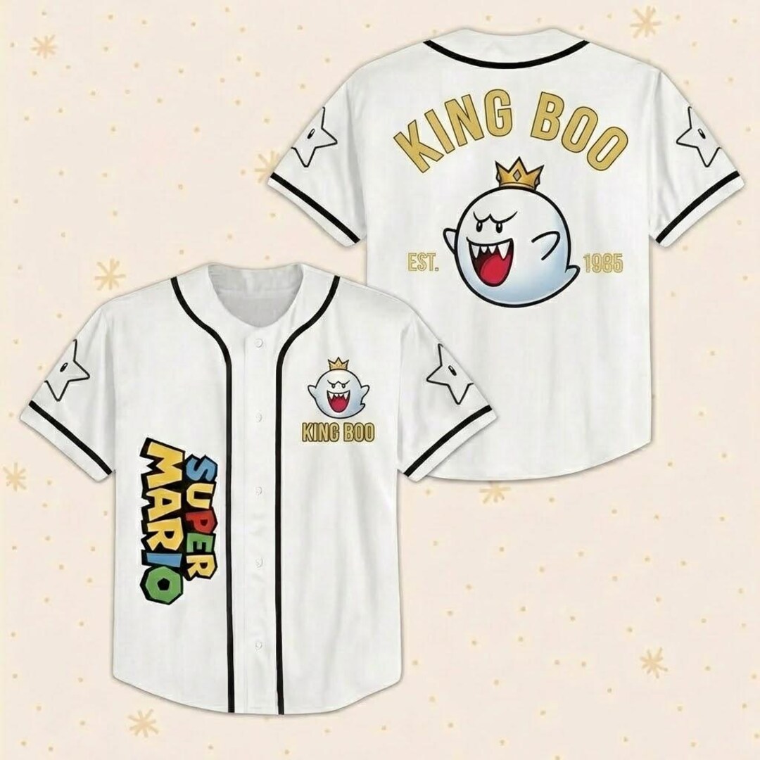 King Boo Mario Baseball Jersey, Disneyland Super Mario Tee, Nintendo ...