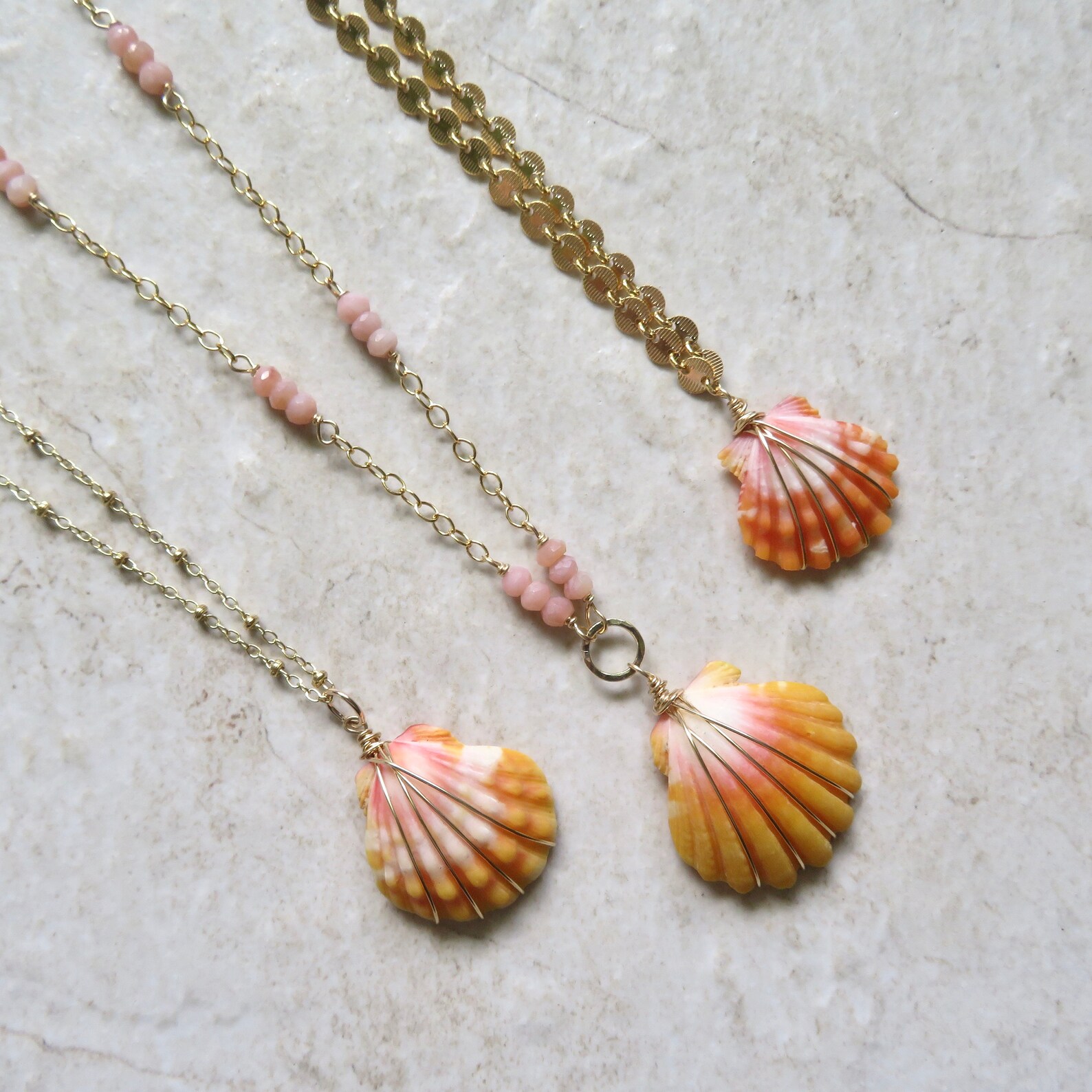 Hawaiian Sunrise Shell Necklace Gold Chain Choker Handmade | Etsy