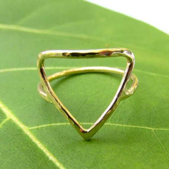Gold Hammered Inverted Triangle Ring Handmade Maui Hawaii | Etsy