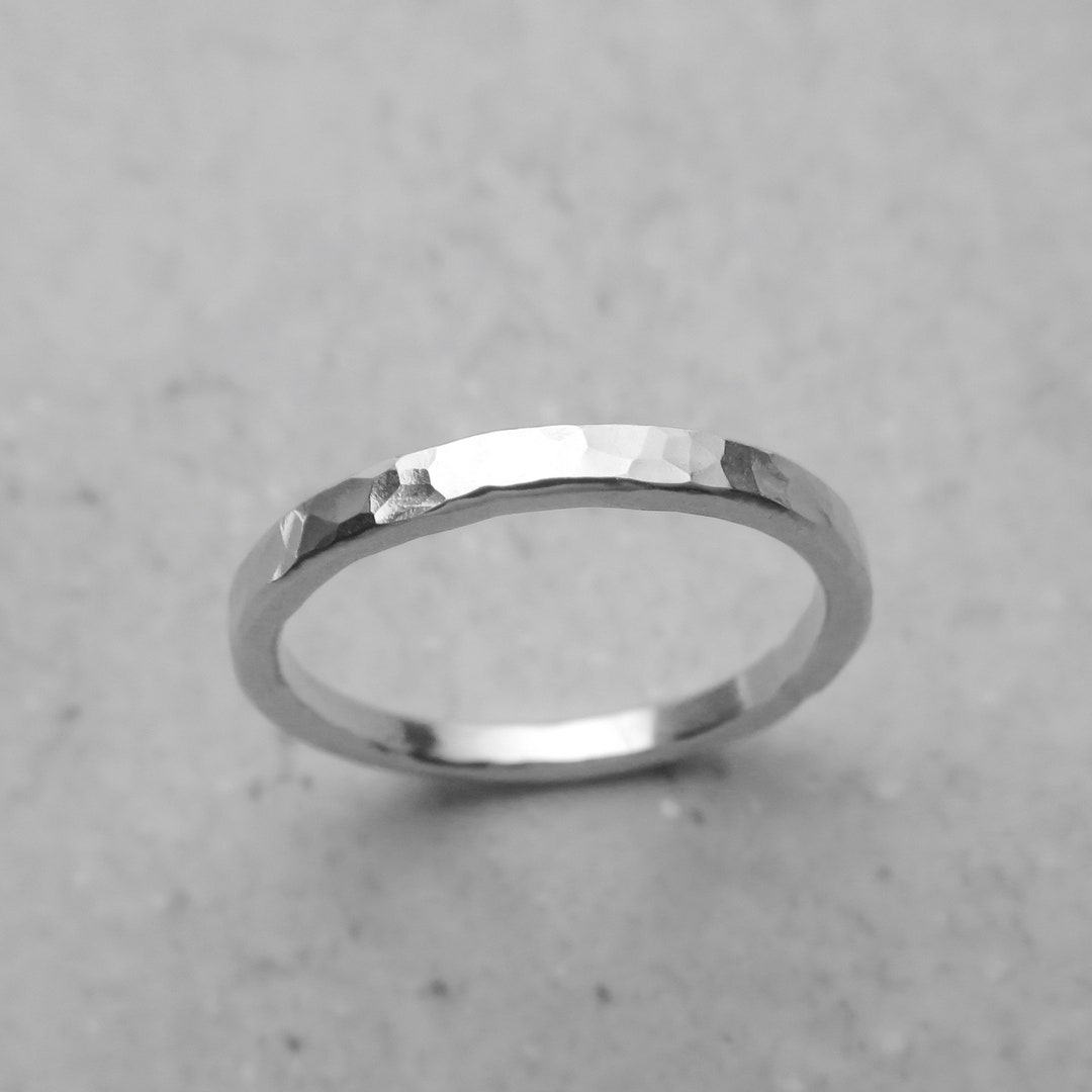 1 Sterling Silver Stack Ring, Thick Hammered Simple Band, Gifts for Him ...