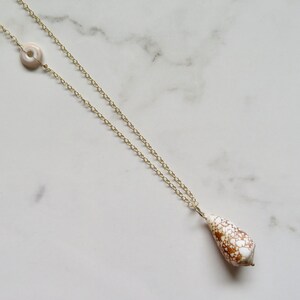 Shell Necklace, Long Gold Chain, Big Cone Seashells, Hawaii Beach ...