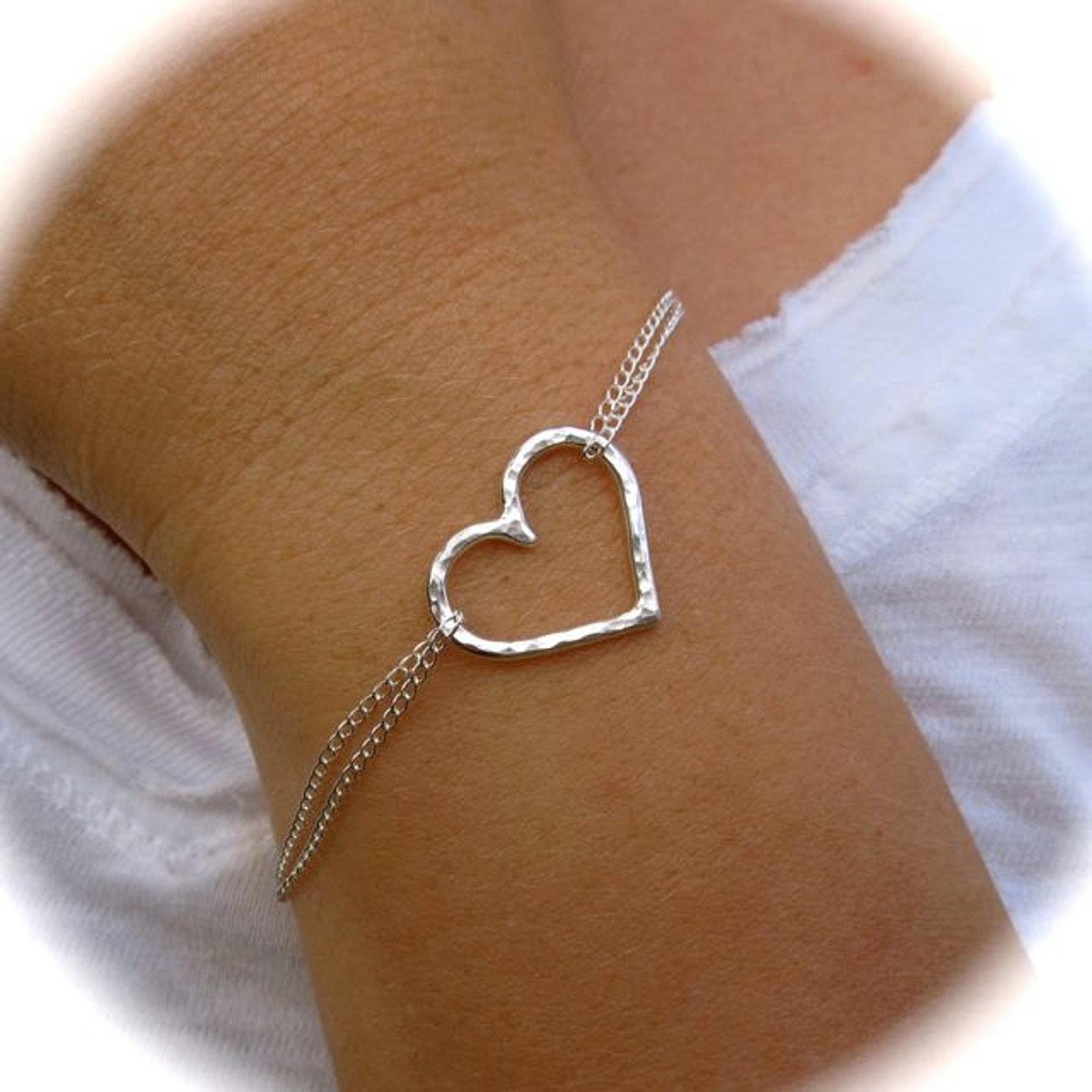 Heart Bracelet Sterling Silver Love Heart Jewelry - Etsy