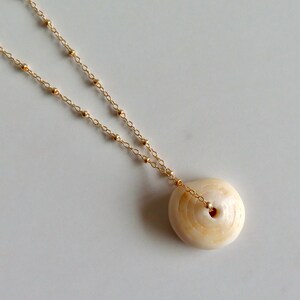 Big Puka Shell Necklace: Long Gold Satellite Chain, Handmade Maui ...