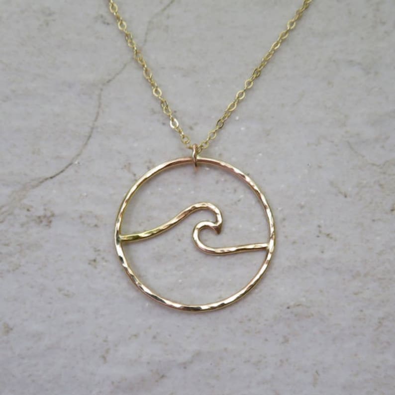 Gold Teardrop Hammered Hoop Wave Earrings Hawaii Beach - Etsy