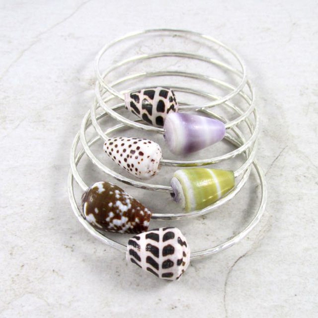 Shell Bangle, Sterling Silver, Hawaii Beach Jewelry, Hawaiian Jewelry ...
