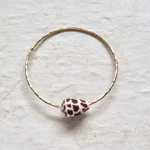 Hawaiian Hebrew Cone Shell Bangle, Gold Hammered Bracelet, Handmade ...