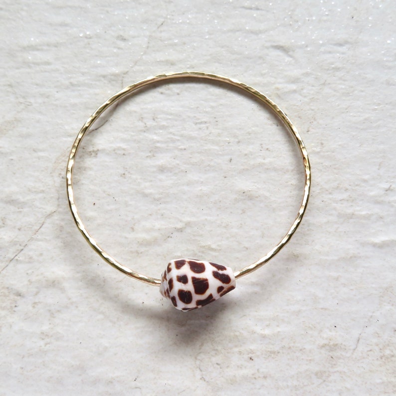 Hawaiian Hebrew Cone Shell Bangle Gold Hammered Bracelet - Etsy