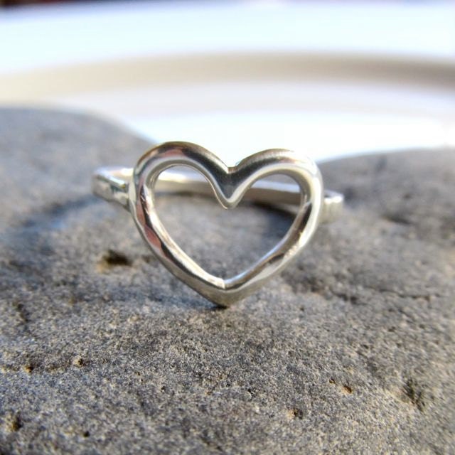 Sterling Silver Heart Ring Love Sweetheart Anniversary | Etsy