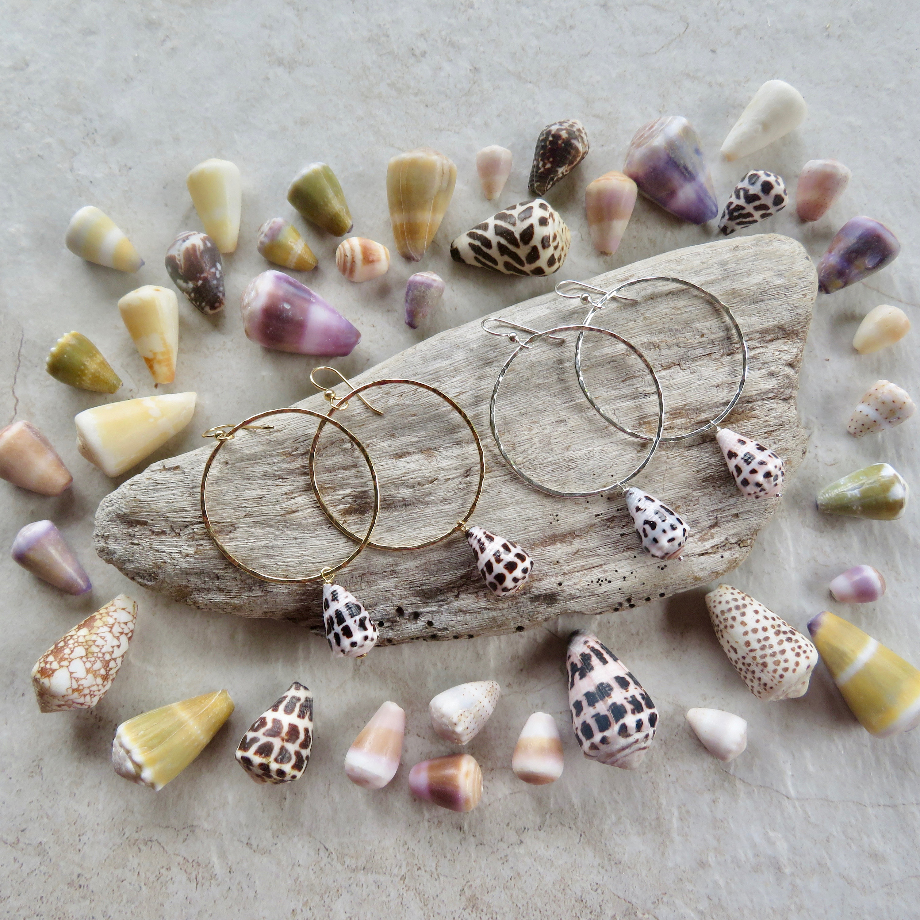 Silver Hoop Earrings Hebrew Cone Shells Hammered Hoops | Etsy