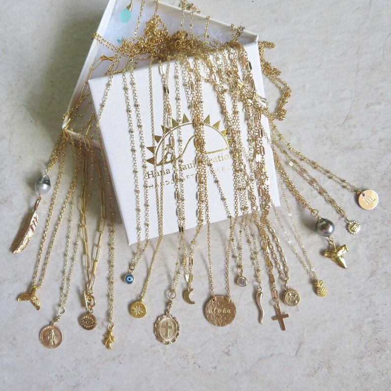 Gold Hand Stamped Aloha Necklace Textured Circle Charm | Etsy