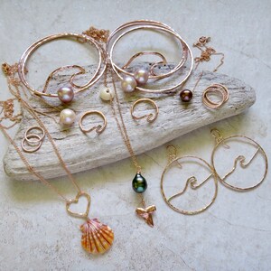 Wave Earrings, Gold or Silver Hammered Hoops, Hawaii Beach Jewelry ...