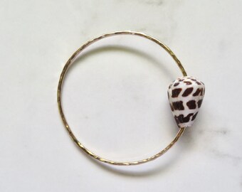 Hawaiian Hebrew Cone Shell Bangle Gold Hammered Bracelet | Etsy