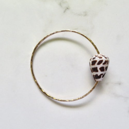 Hawaiian Hebrew Cone Shell Bangle Gold Hammered Bracelet - Etsy