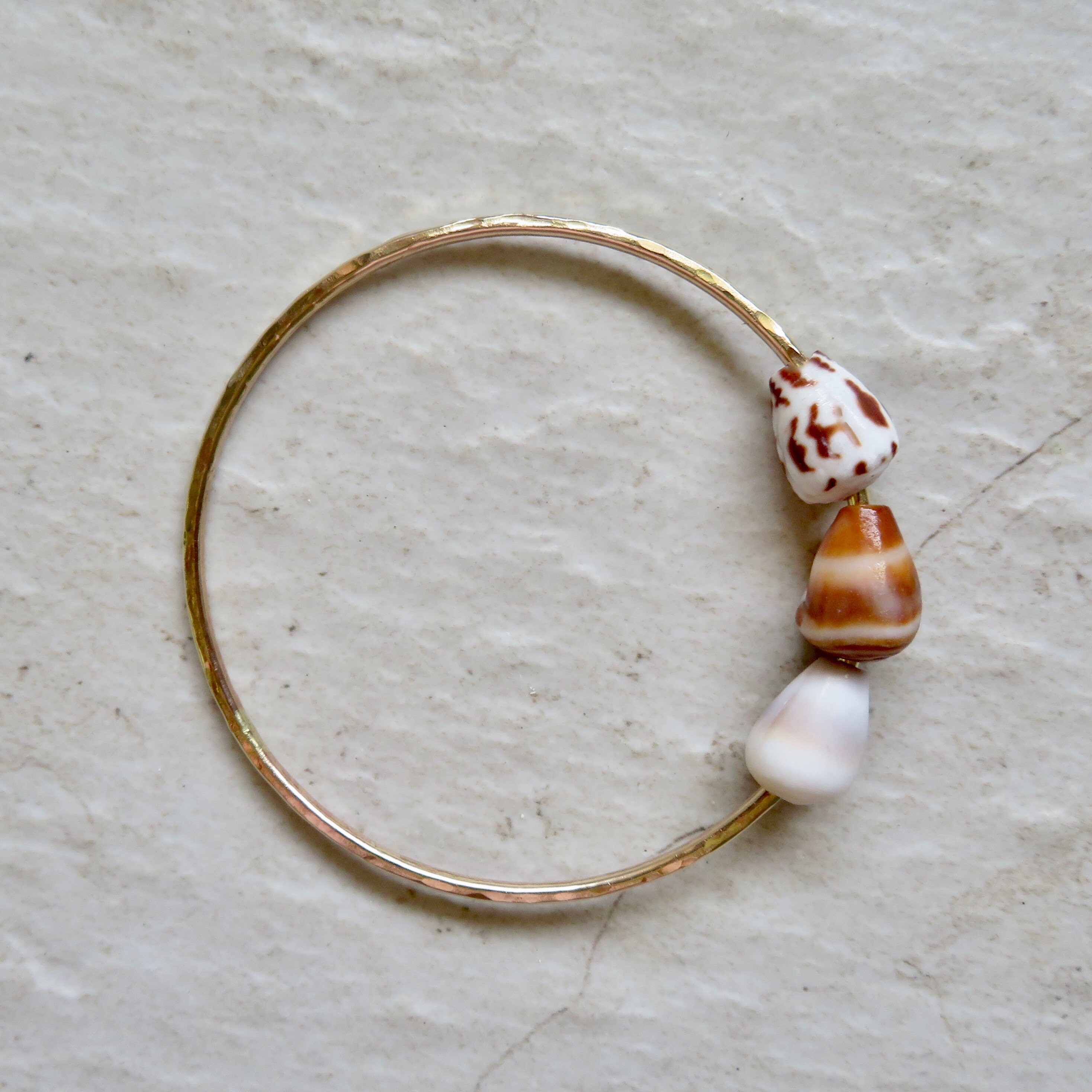 Triple Cone Shell Bangle Gold Hammered Bracelet 3 Small - Etsy UK