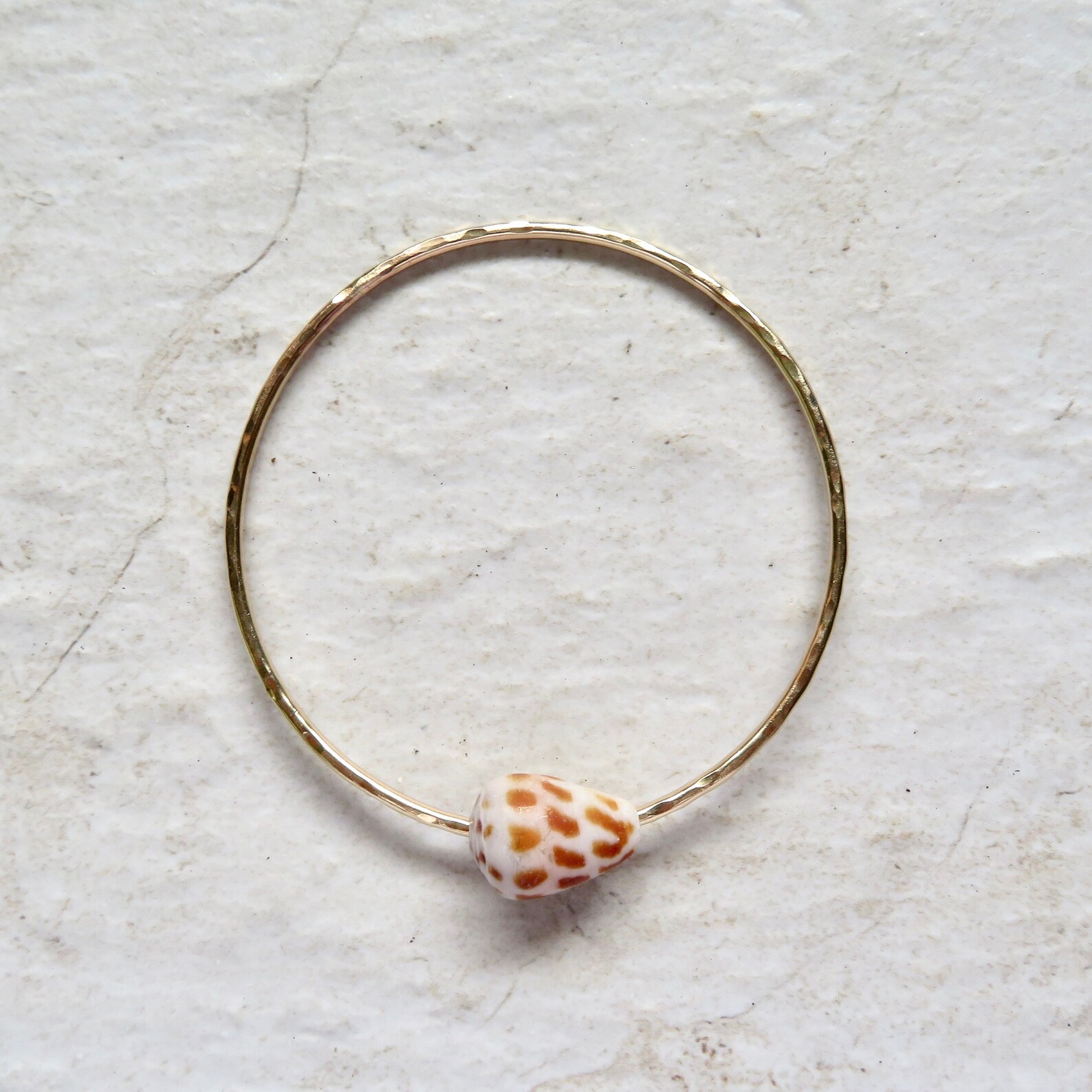 Hawaiian Hebrew Cone Shell Bangle Gold Hammered Bracelet - Etsy