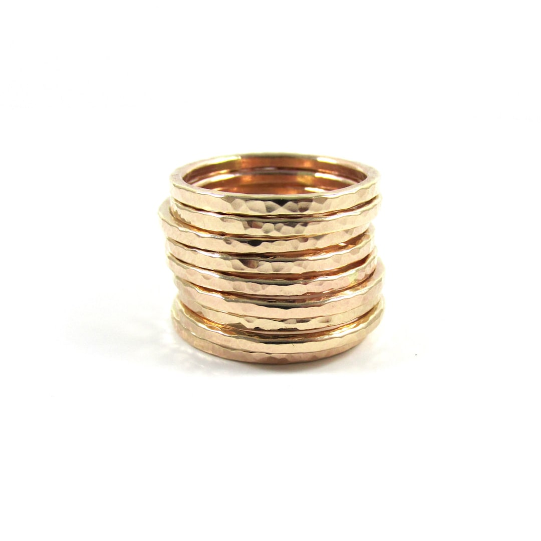 Hammered 14k Gold Fill Stack Ring: Minimalist Boho Band - Etsy