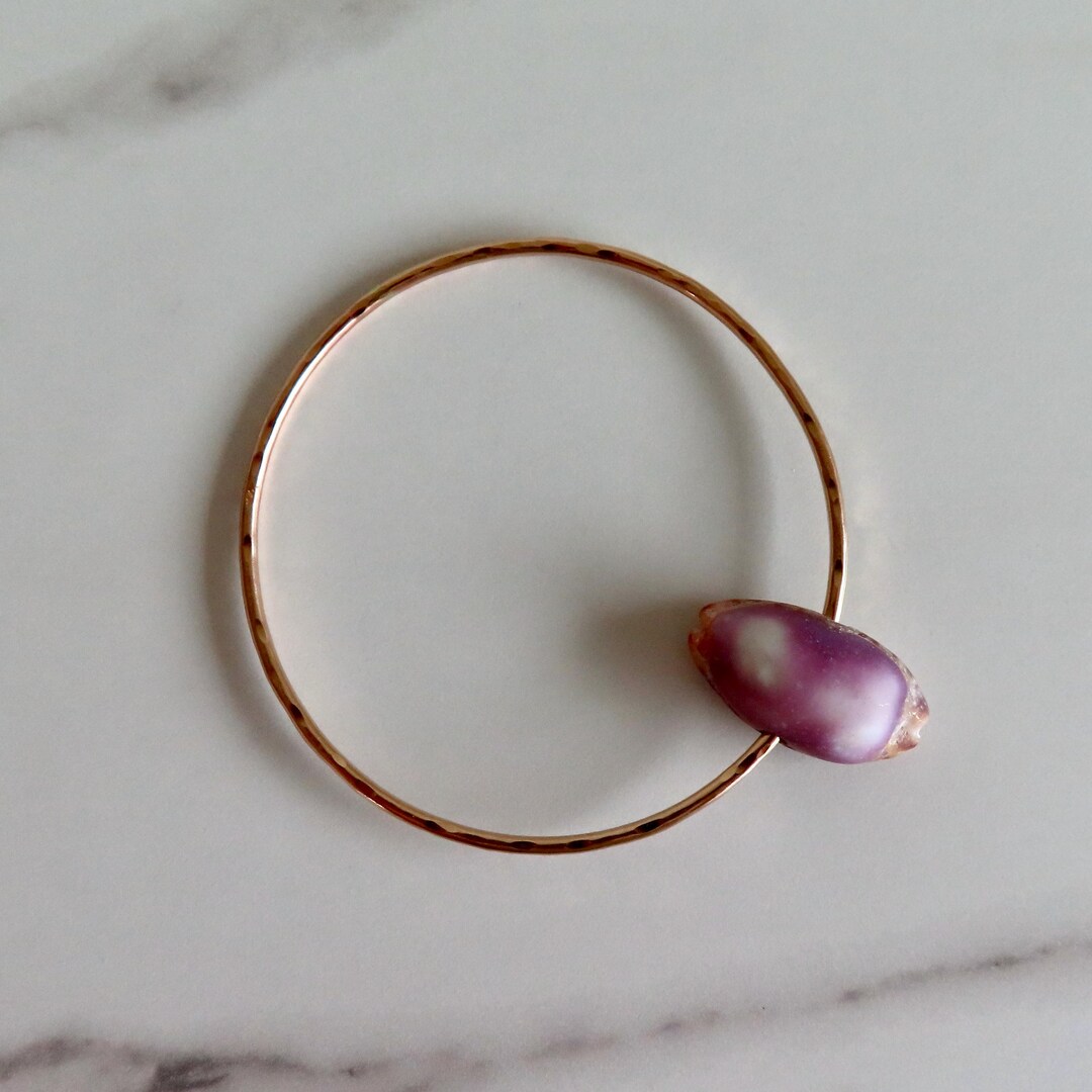 Purple Cowrie Shell Gold Bangle, Hawaii Beach Jewelry, Stacking Bangles ...