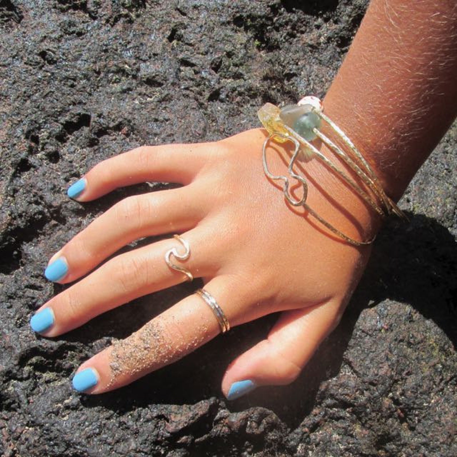 Gold Wave Ring Surfer Girl Gift Idea Hawaiian Jewelry | Etsy