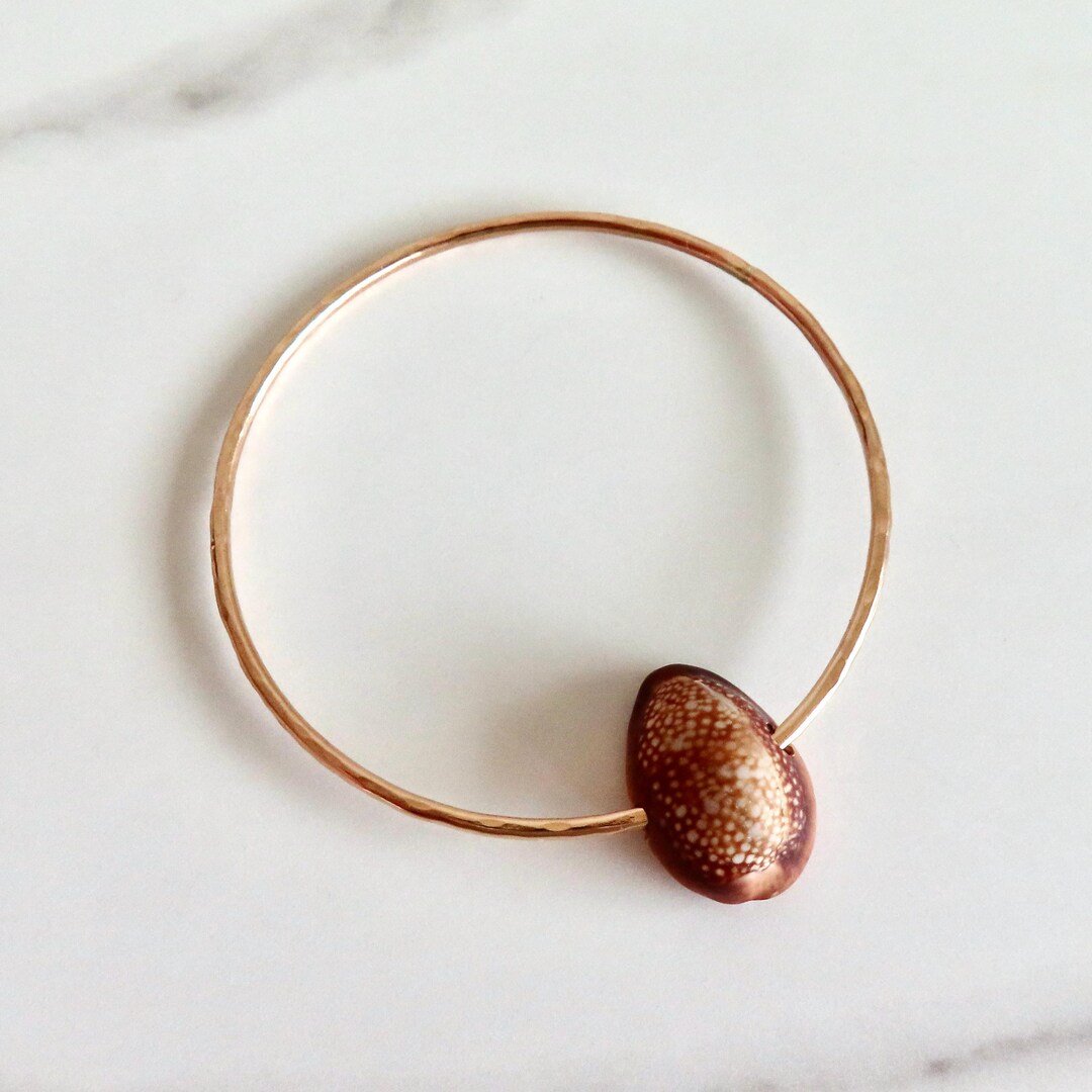 Brown Cowrie Shell Gold Bangle, Hawaii Beach Jewelry, Stacking Bangles ...