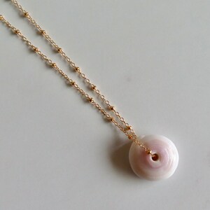 Big Puka Shell Necklace: Long Gold Satellite Chain, Handmade Maui ...