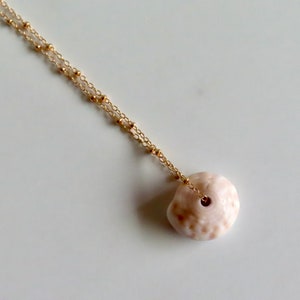 Big Puka Shell Necklace: Long Gold Satellite Chain, Handmade Maui ...