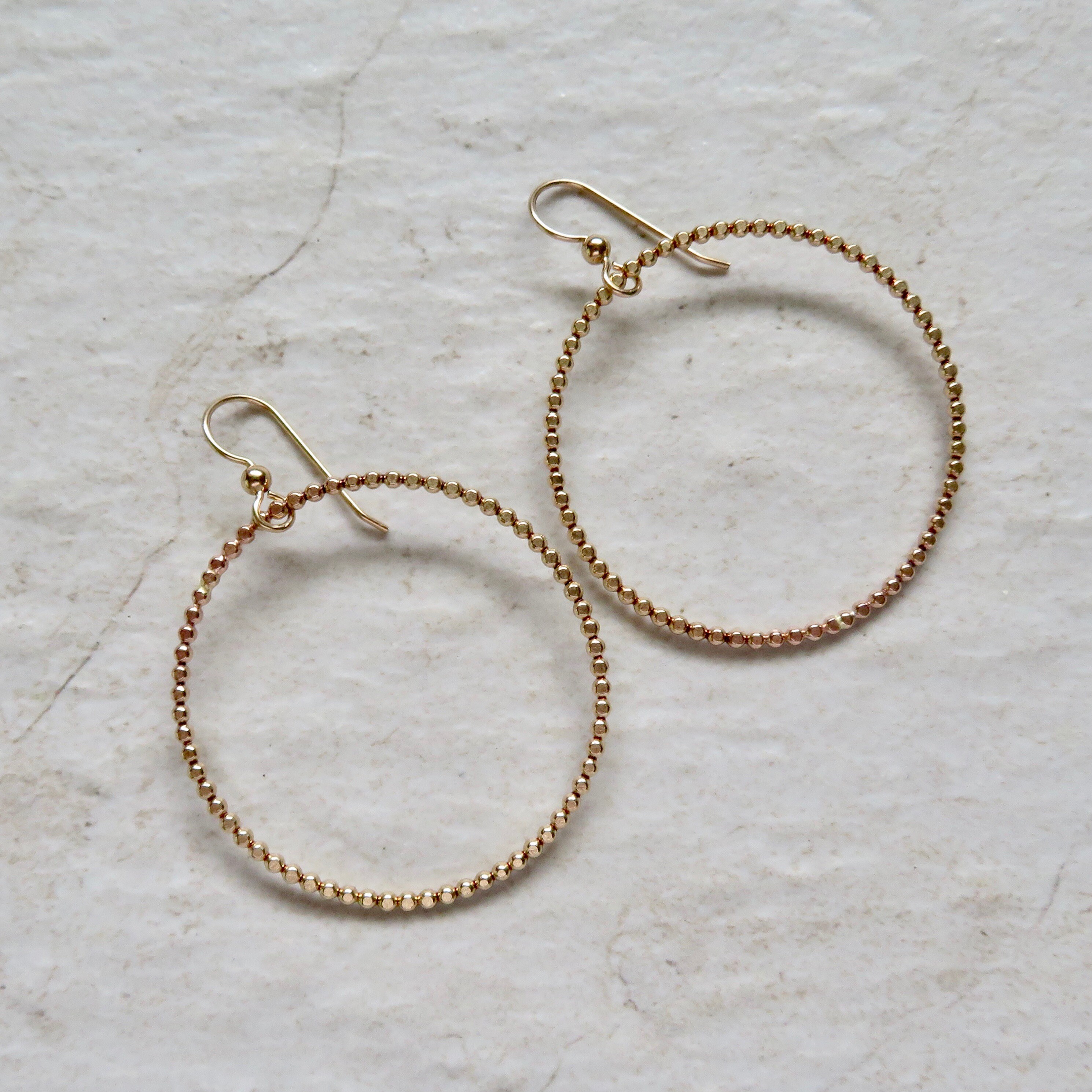 Gold Bead Hoop Earrings Round Circle Hoops Handmade Hawaii | Etsy