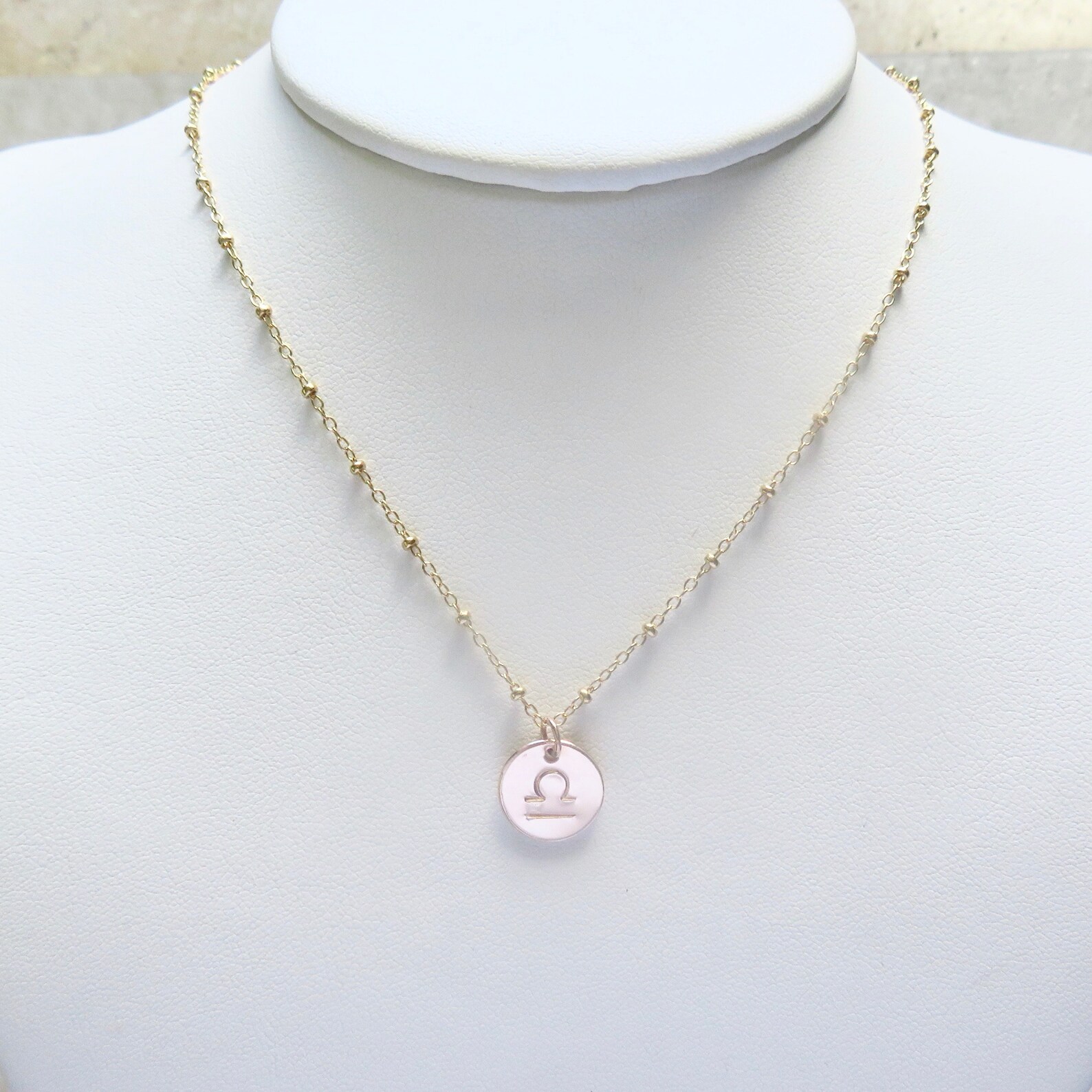 Zodiac Sign Necklace Gold Hand Stamped Charm Personalized - Etsy