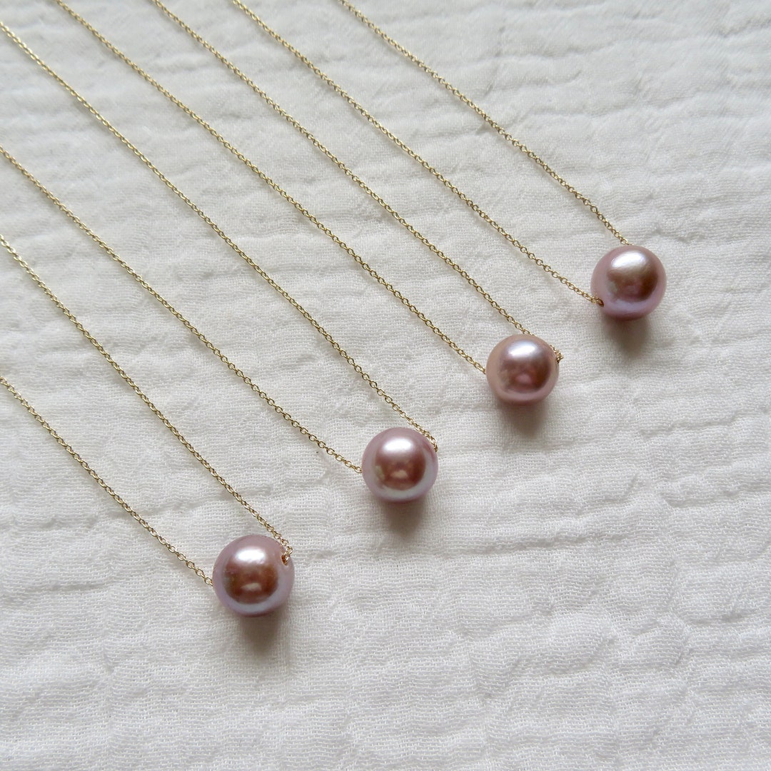 Edison Pearl Necklace: 14k Gold Fill Chain, Pink Lavender Pearl - Etsy