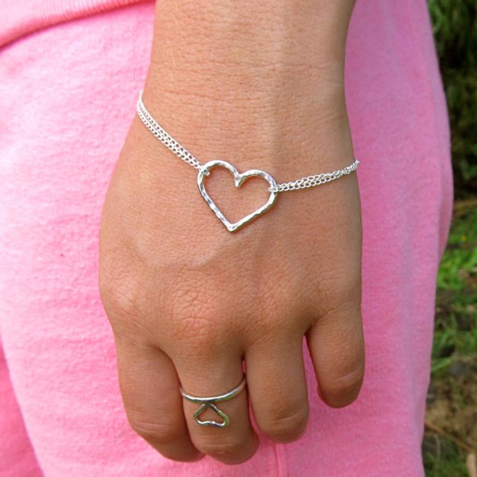 Heart Bracelet Sterling Silver Love Heart Jewelry - Etsy