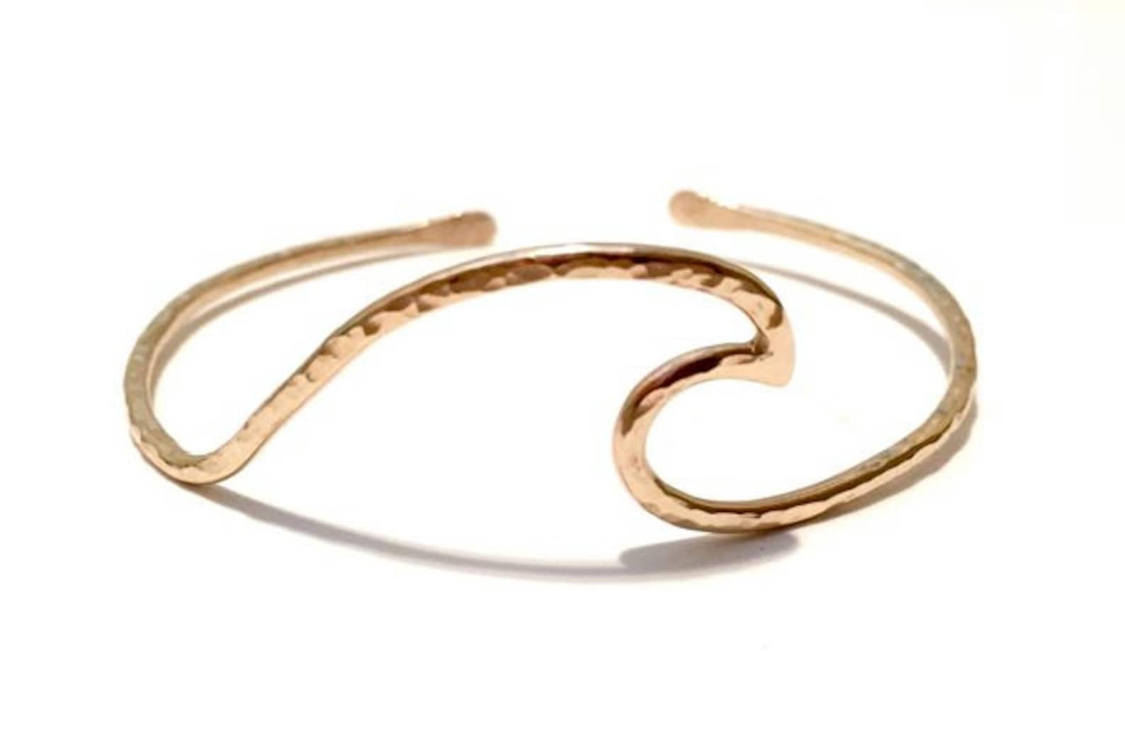 Hammered Gold Wave Cuff Bracelet: Handmade Beach Jewelry - Etsy