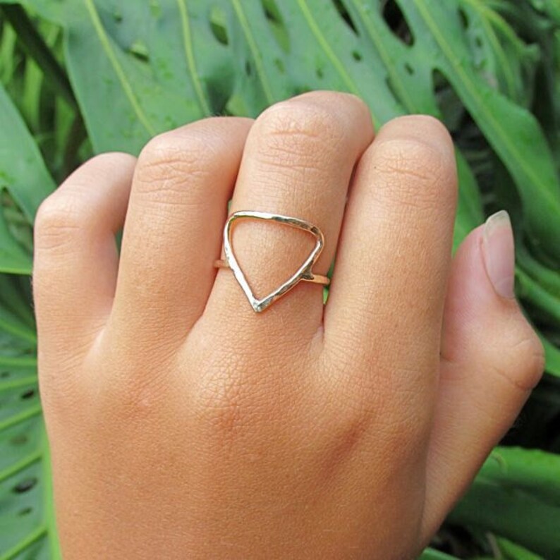 Gold Hammered Inverted Triangle Ring Handmade Maui Hawaii | Etsy