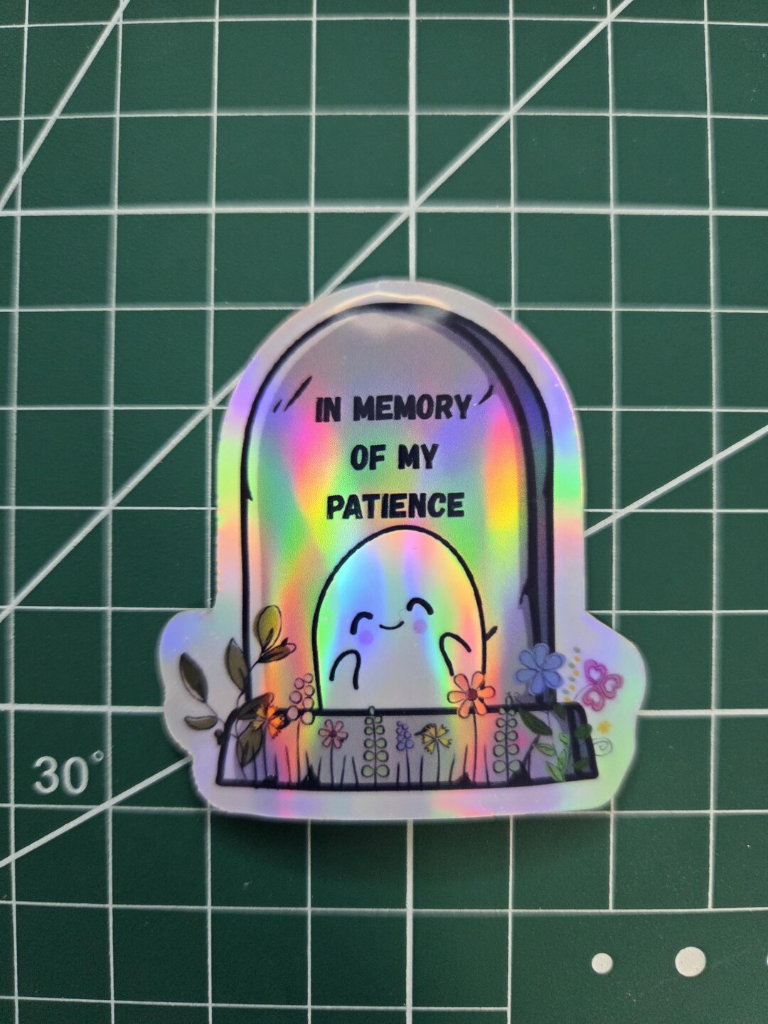 In Memory of My Patience Sticker Funny Sarcastic Holographic - Etsy