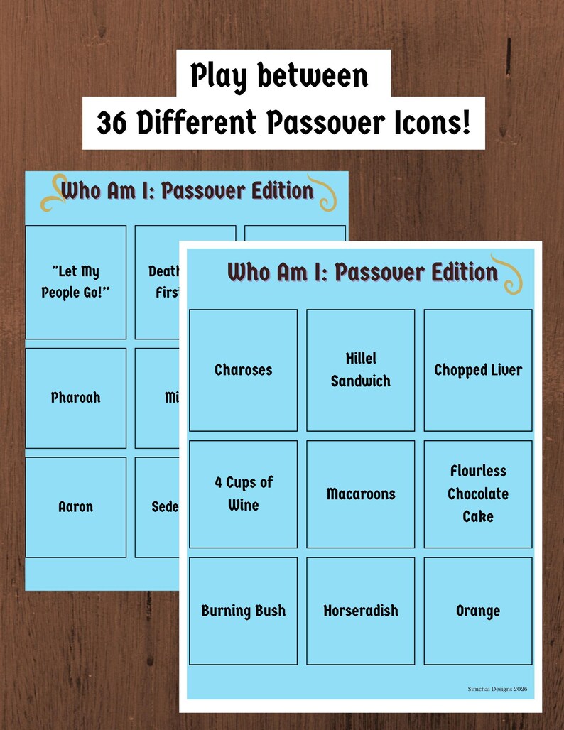 Who Am I: Passover Edition Party Guessing Game for Passover Jewish ...