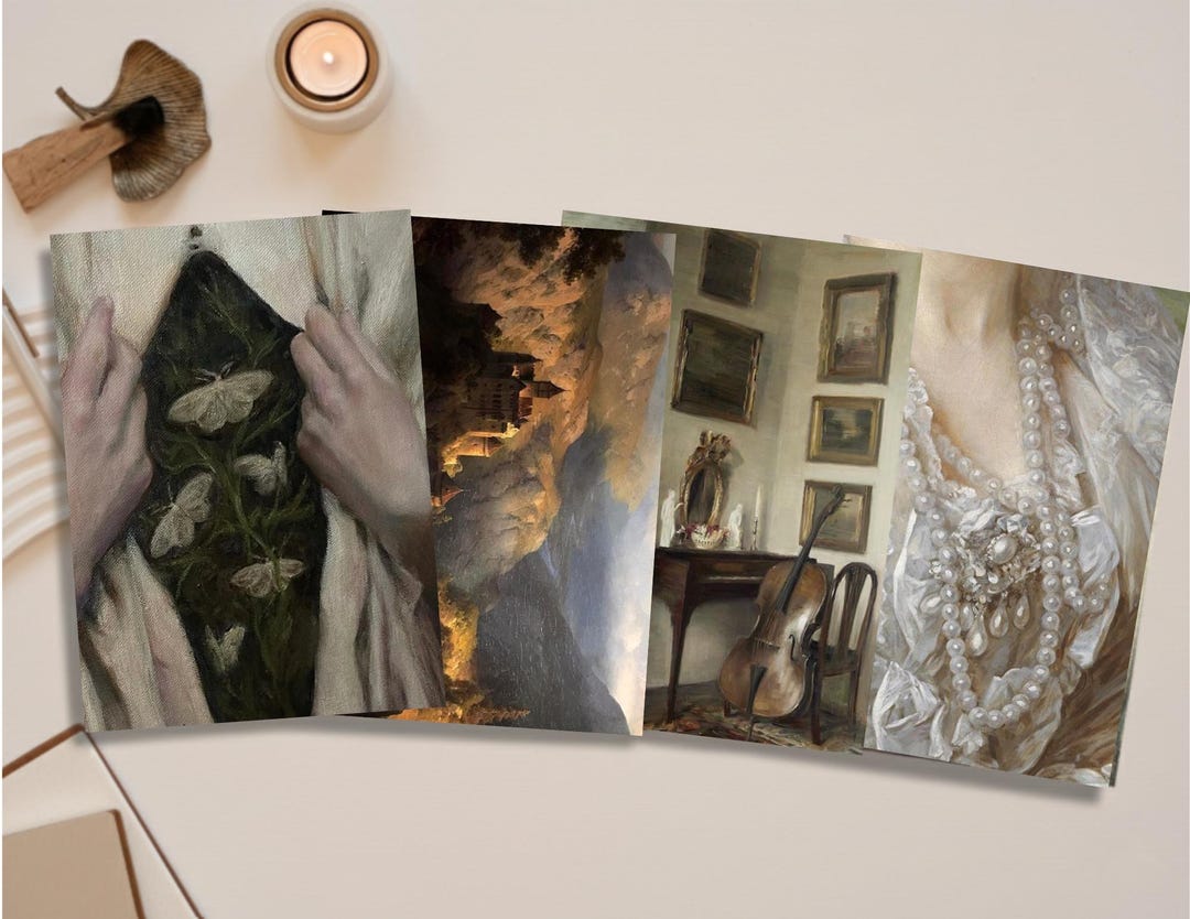 4 Aesthetic Postcard Set | Elegant Digital Art Prints | Printable Wall ...