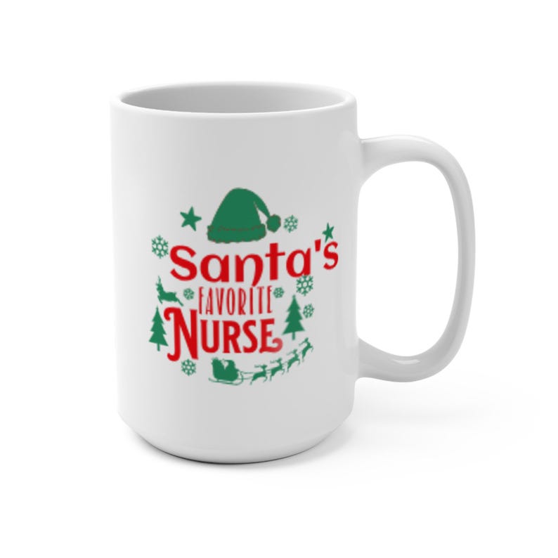 Nurse Christmas Mug 11oz Red Ceramic: Santa Hat Design; Nurse ...
