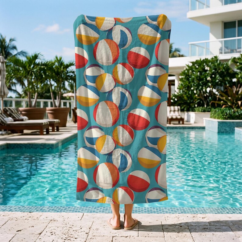 Retro Beach Ball Pattern Beach Towel | Colorful Summer Stripes - Etsy