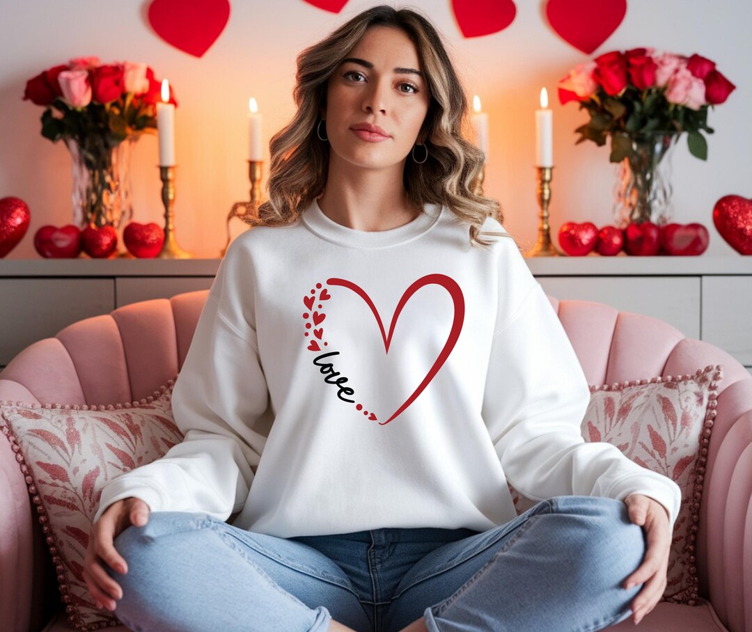Personalized Heart Name Sweatshirt Valentine’s Day Gift for Her, Custom ...